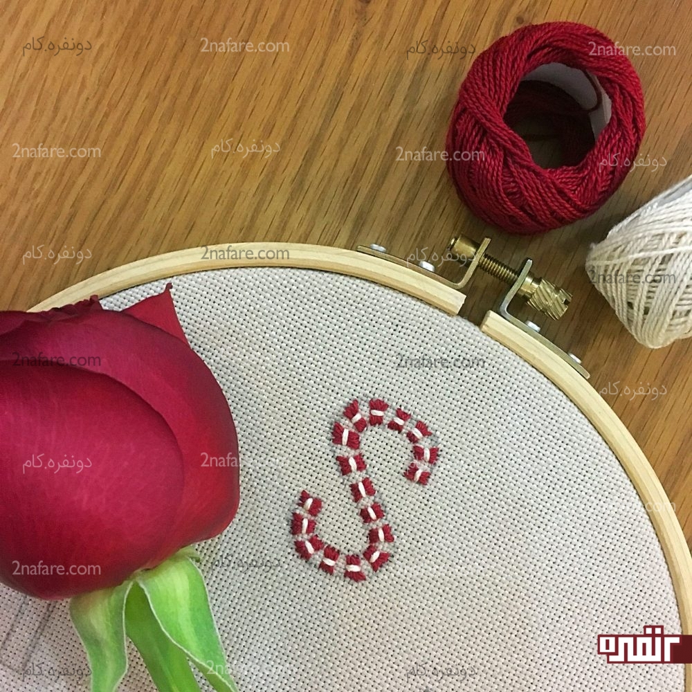 آموزش گلدوزی حرف S انگلیسی • دونفره